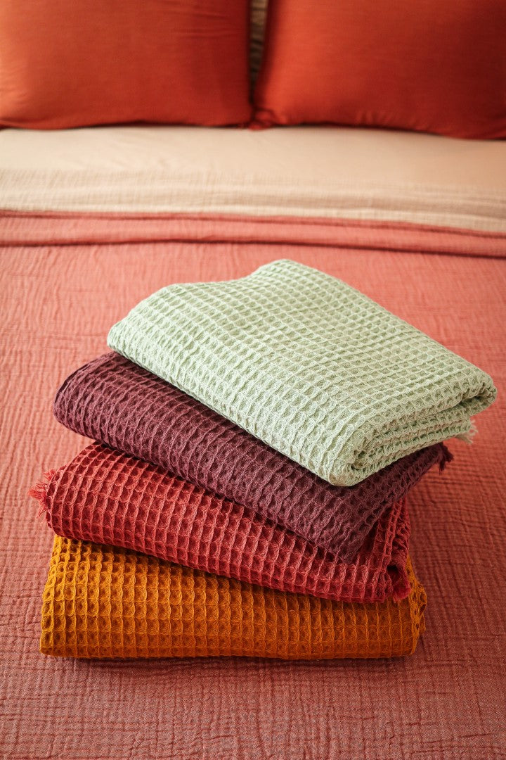Aegean Grid Waffle Throw – anatolico